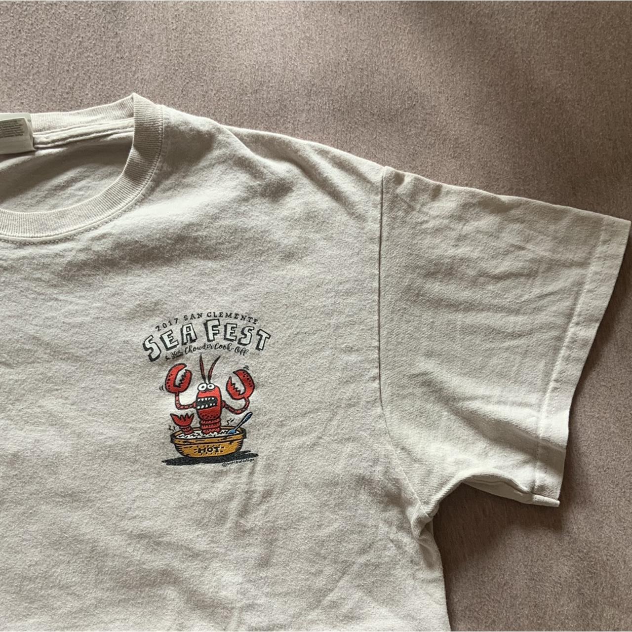 tan graphic tee - labeled m but can fit xs-m... - Depop