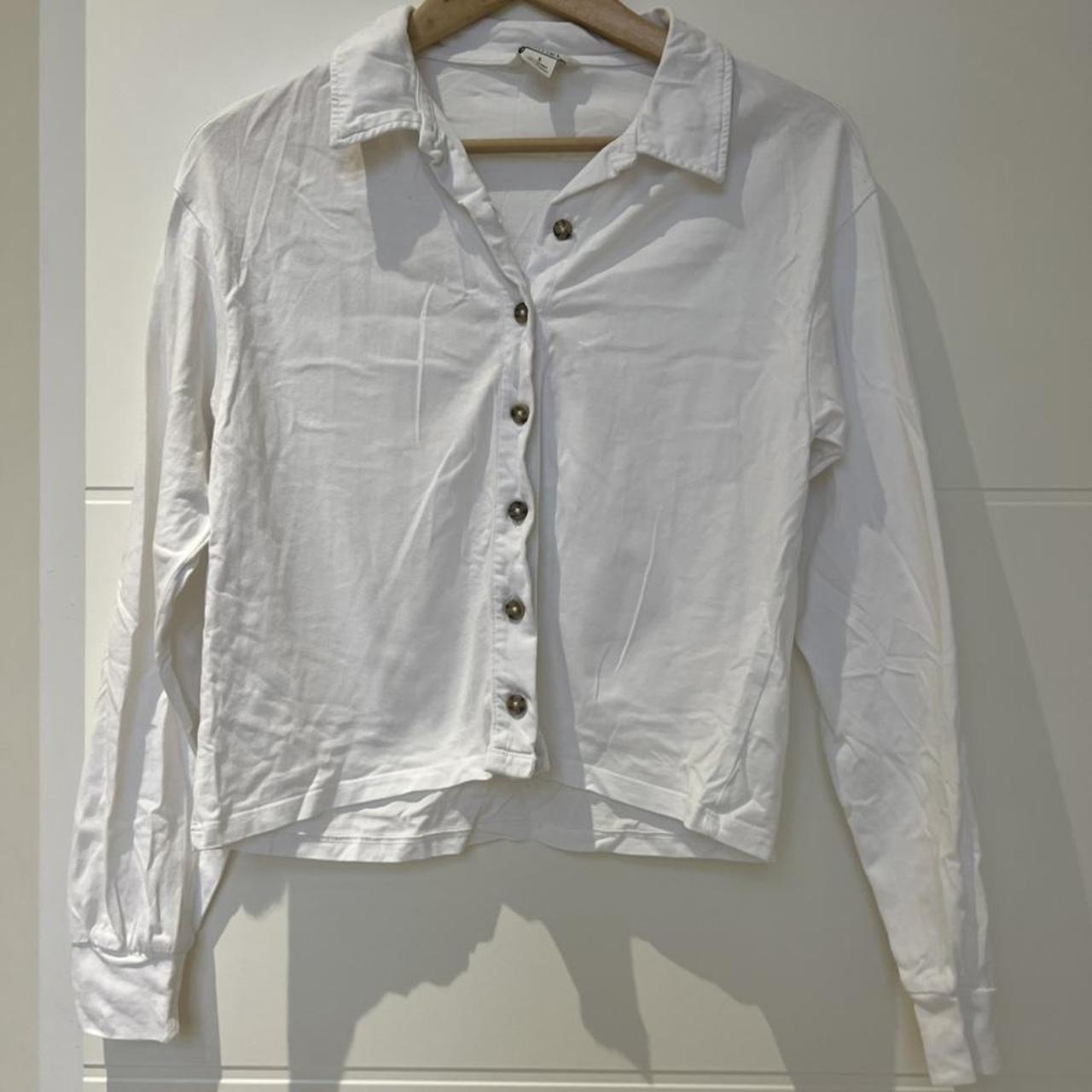 White cotton shirt, monki, size small, boxy... - Depop