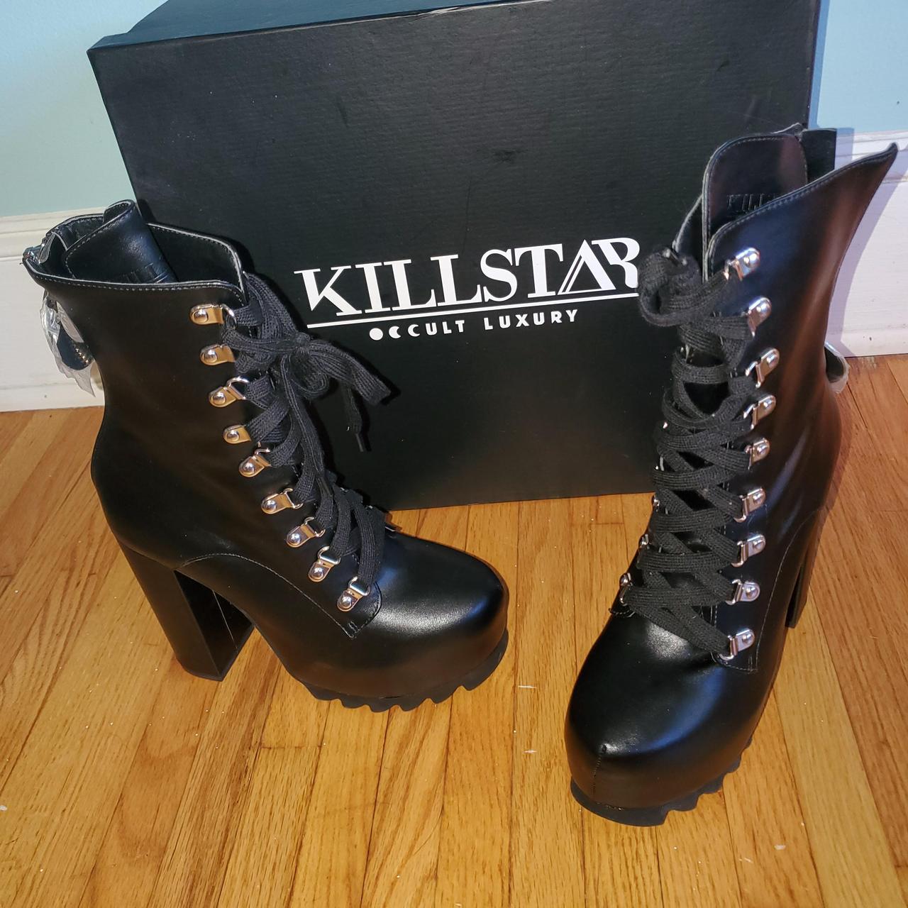 Killstar banishment boots. Black vegan leather... - Depop