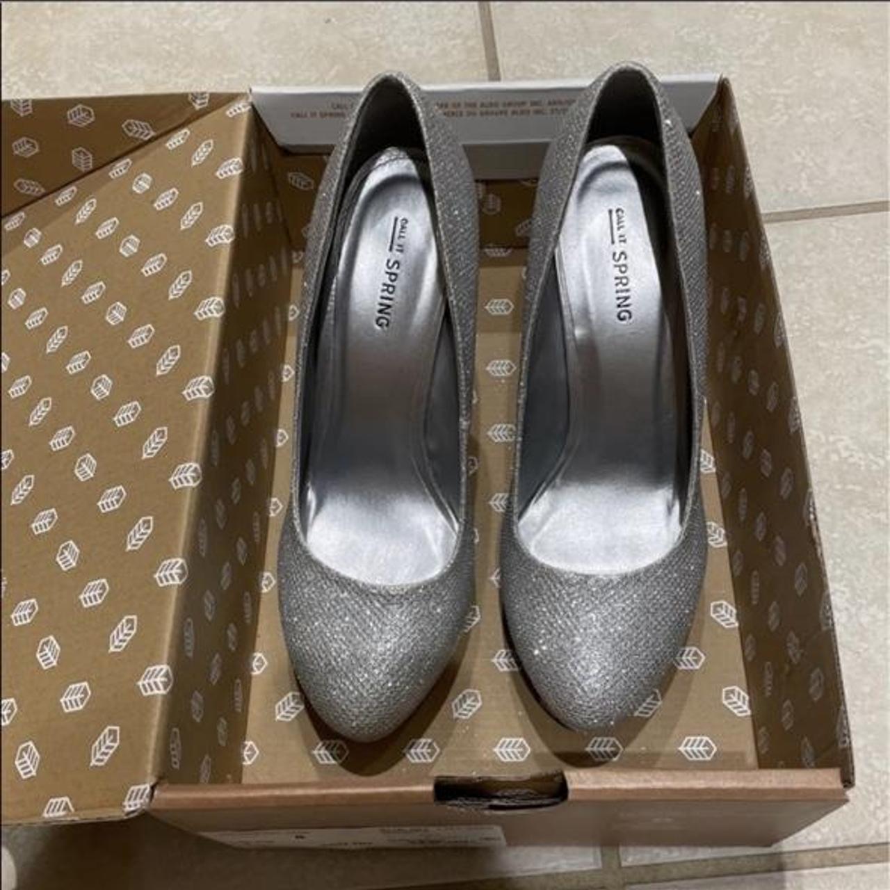 Call it Spring Women's Grey and Silver Courts | Depop