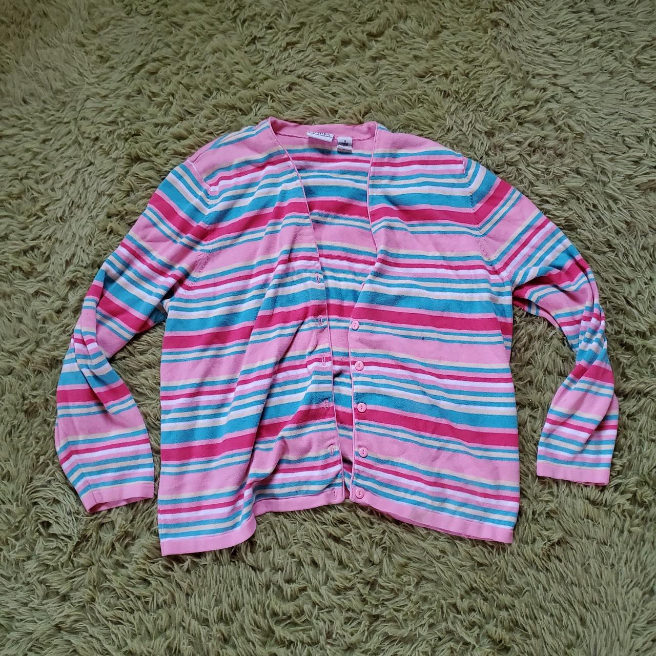 Kidcore striped cardigan Color is most accurate in... - Depop