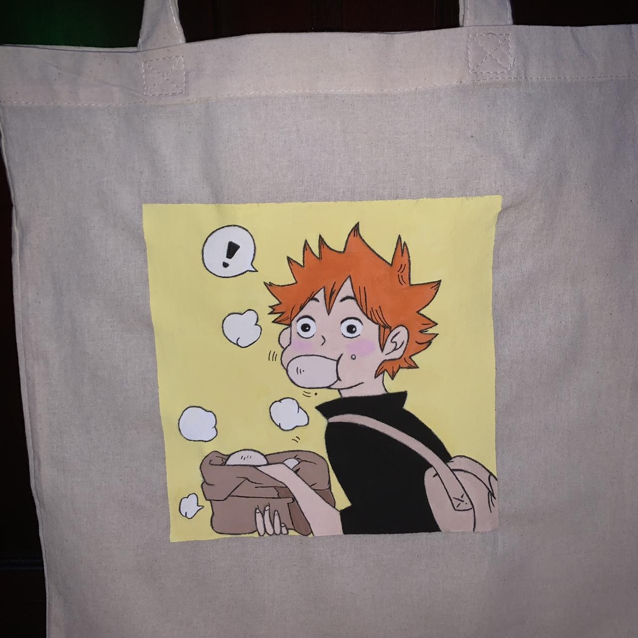 Haikyuu hinata shoyo hand painted tote bag 15x16... - Depop