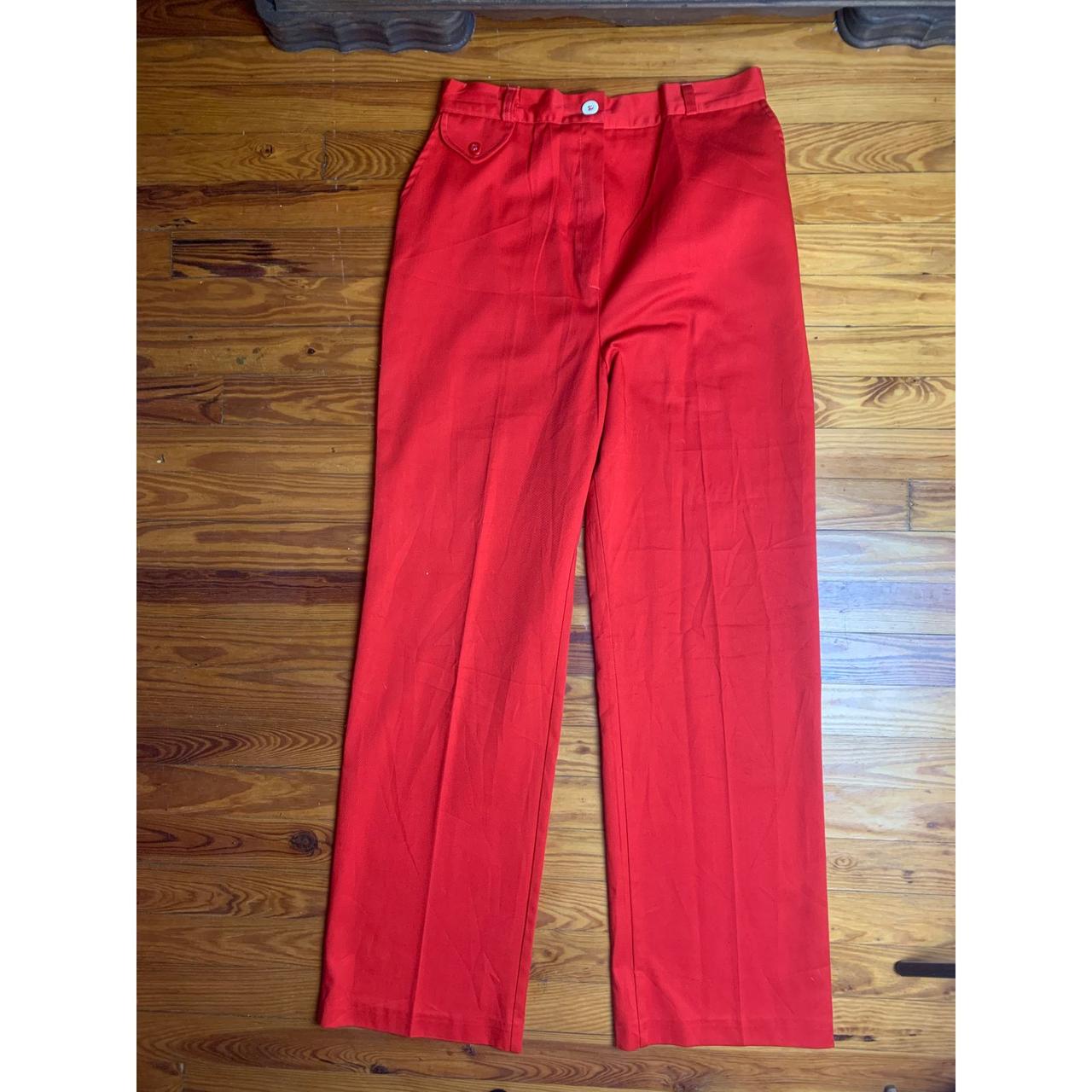 Red Vintage Wideleg Pants Pockets Size 16 65%... - Depop