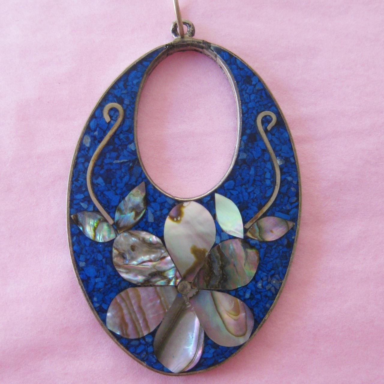 Mexican Alpaca Pendant / Vtg 70s / Signed Abalone... - Depop