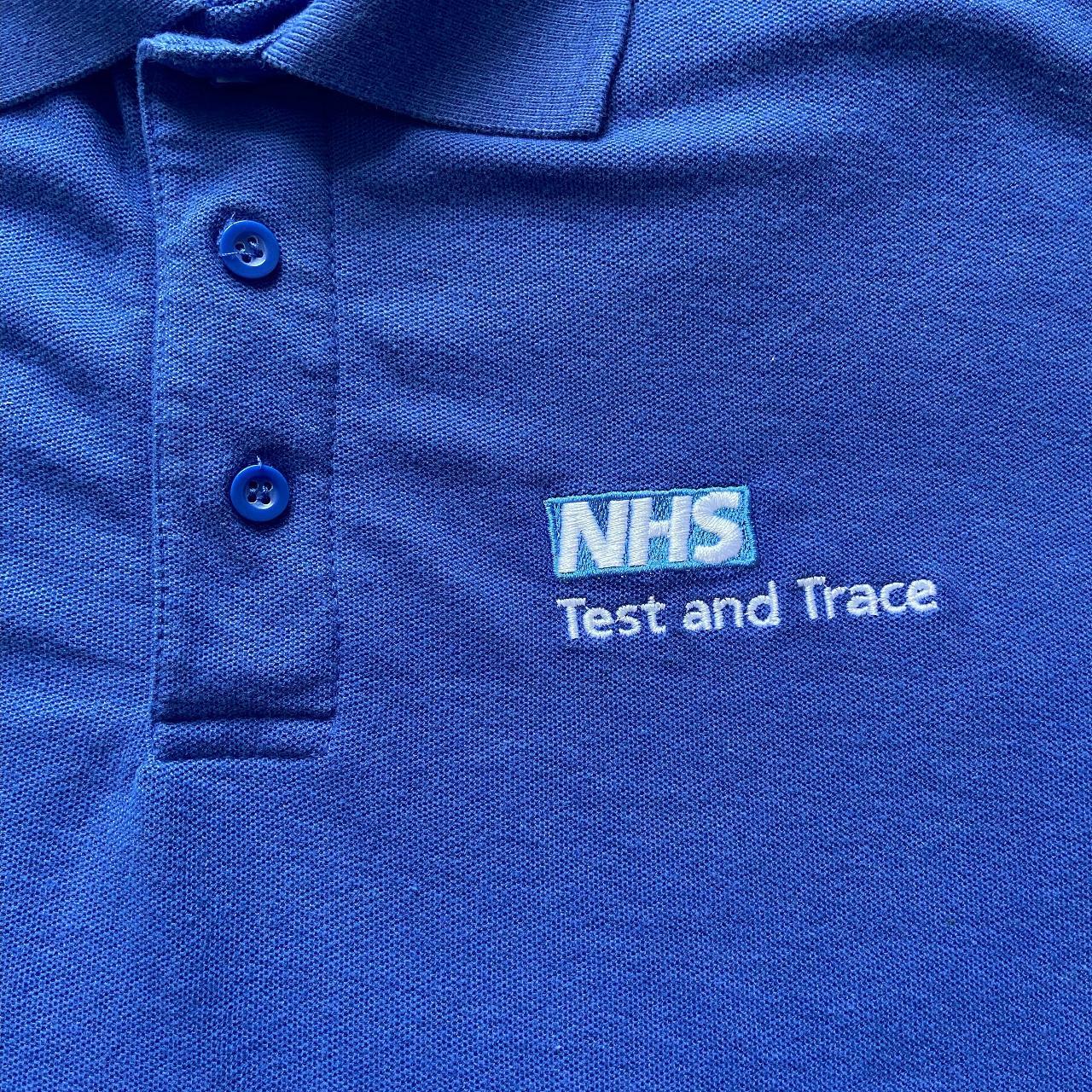 Blue NHS Track & Trace Polo Used as uniform at the... - Depop