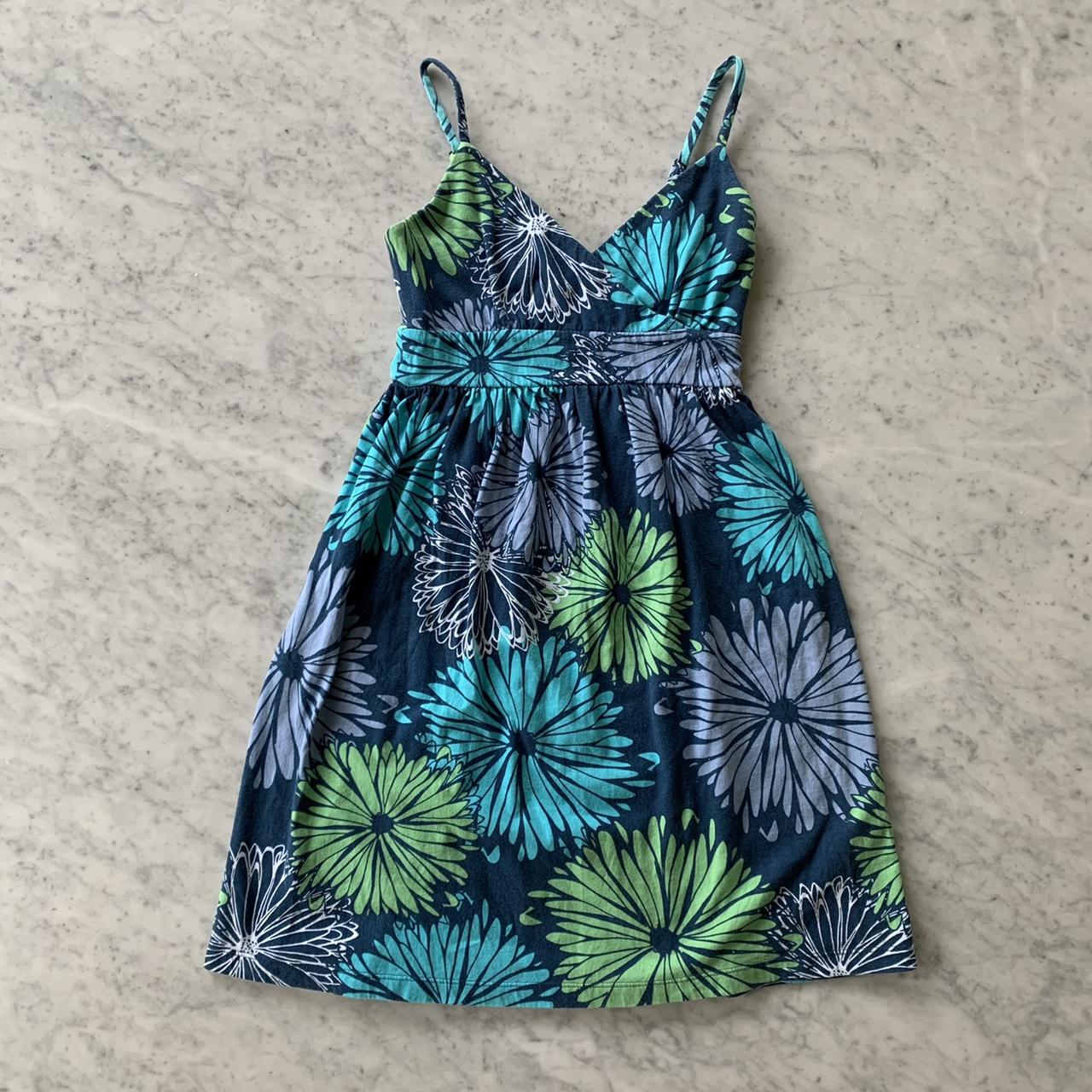 Y2k blue and green floral spring/summer mini... - Depop