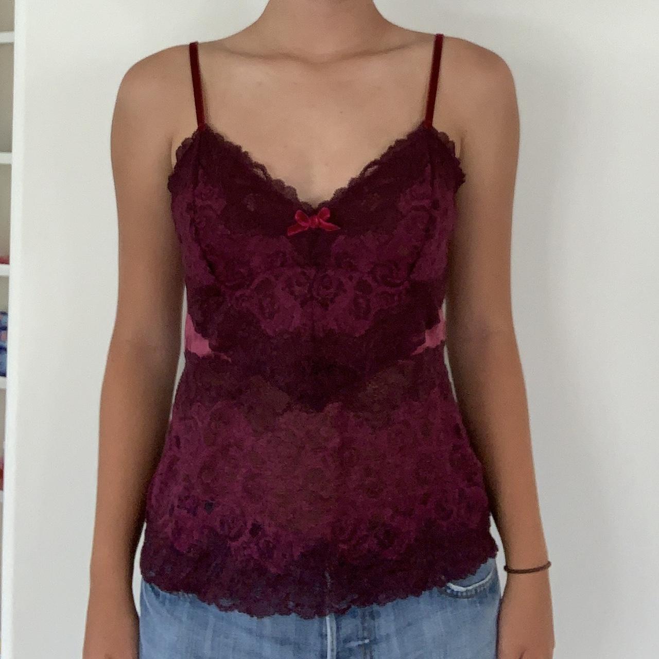 Super pretty maroon/ deep fuchsia lace cami -really... | Depop