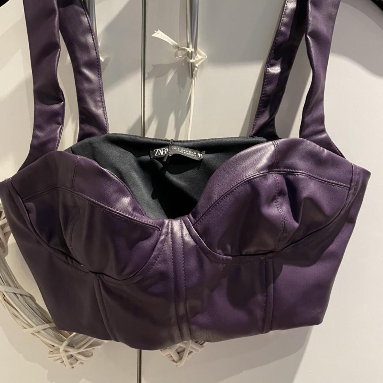 Selling this leather purple corset type top from... - Depop