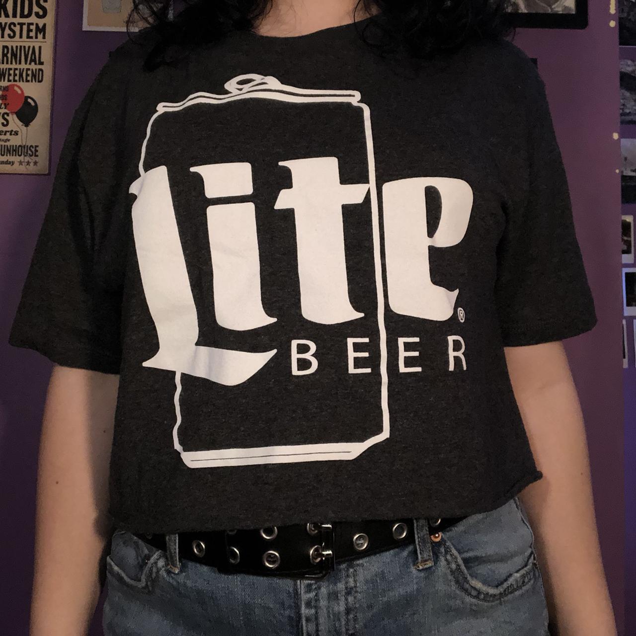 Miller Lite Beer Cropped Top -This black t-shirt... - Depop