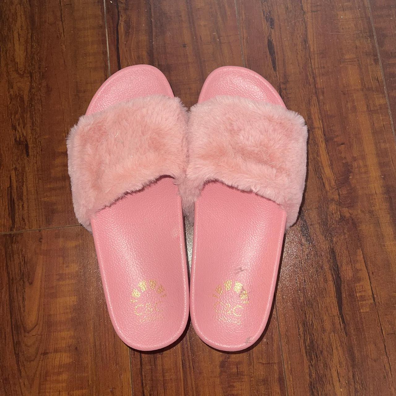 Pink Furry Platform Slides 🌷 - never worn just tried... - Depop