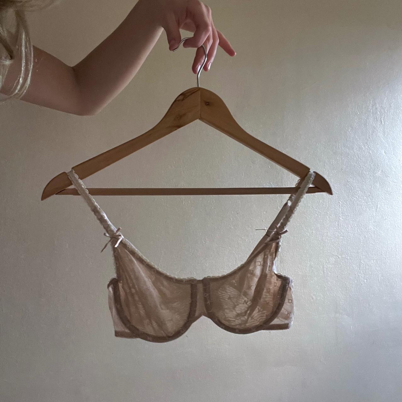 Light Nude Translucent DKNY lacy underwire bra... - Depop