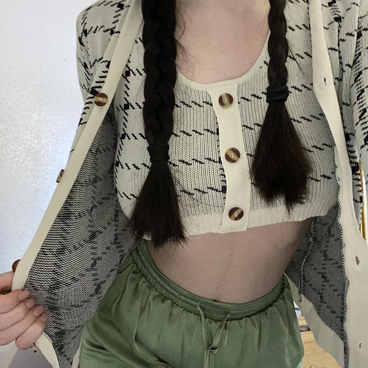 Button Cardigan And Crop Top Bralette Set Depop