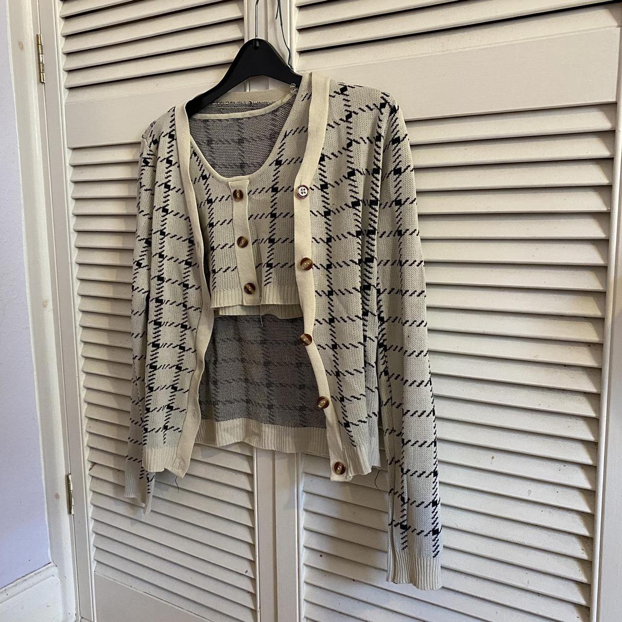 Button Cardigan And Crop Top Bralette Set Depop