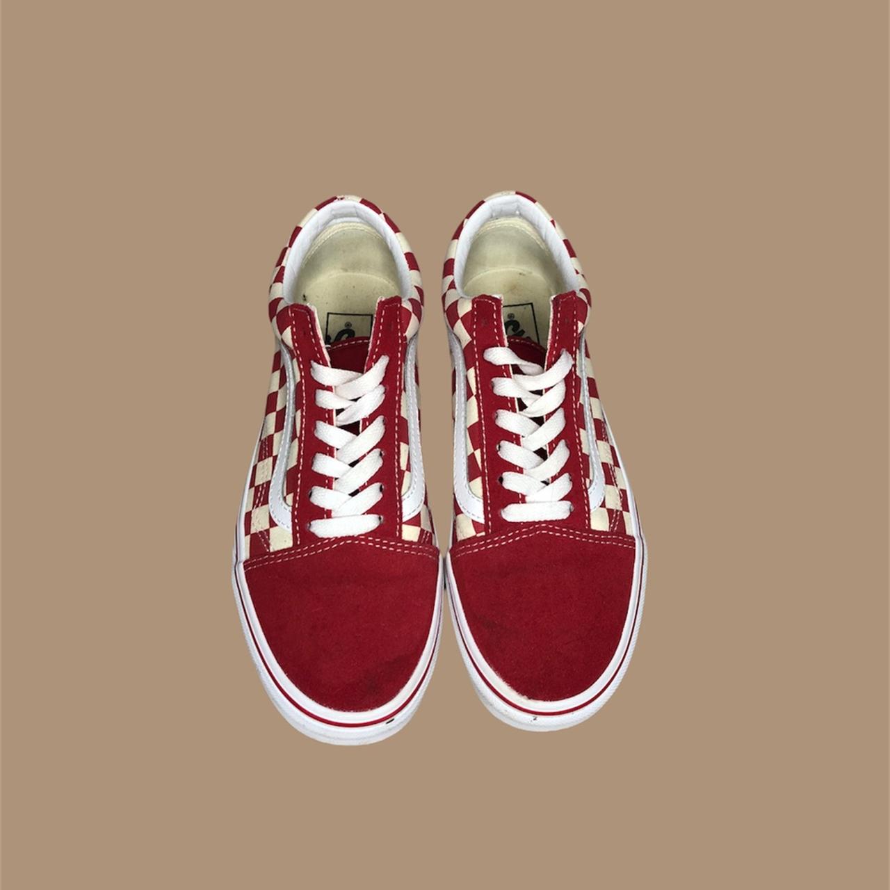 Vans Men's White and Red Trainers | Depop