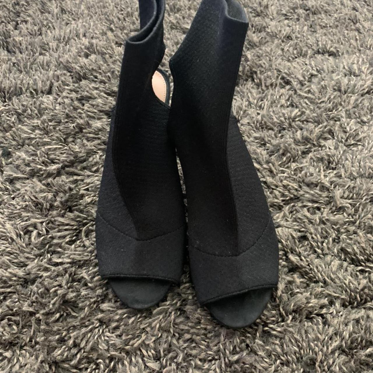 Size 6 black toeless high heels. #high heels #black... - Depop