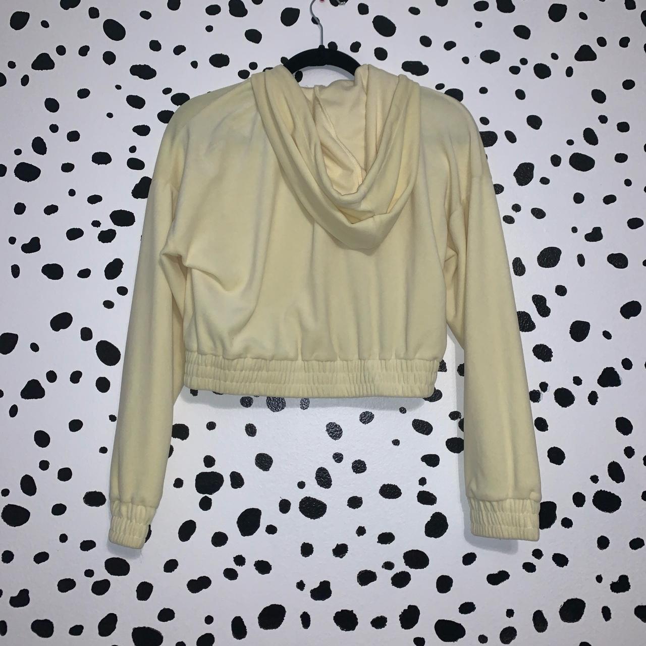 Pale yellow hooded suede jacket Sooo comfortable... | Depop