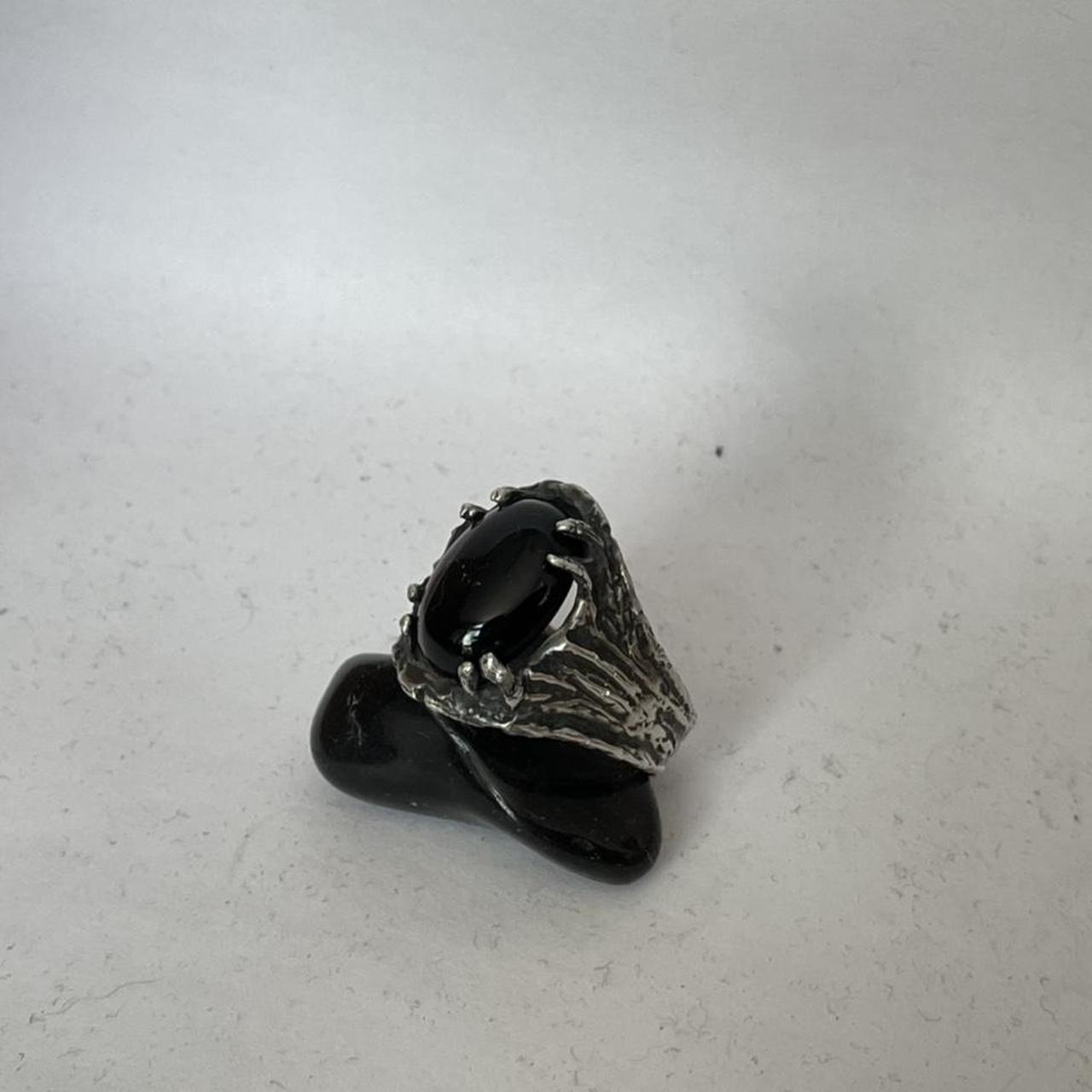 “abyss” handmade hand cast black striped agate... - Depop