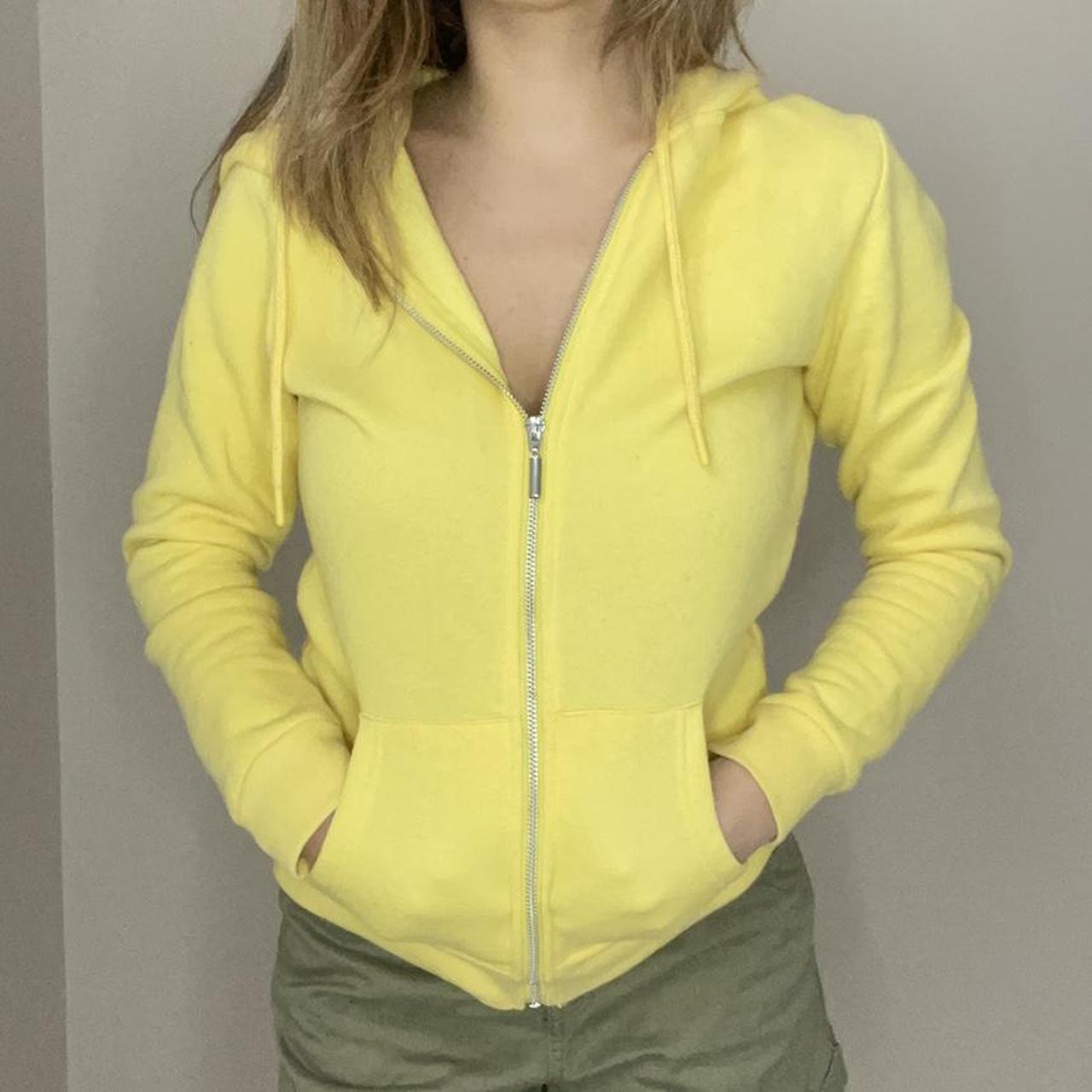 Yellow hooded zip up sweat shirt/ hoodie. Casual and... - Depop