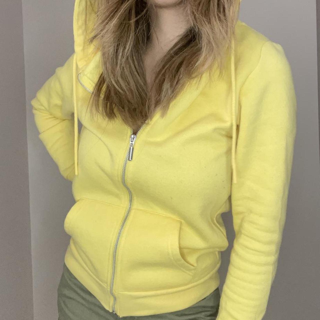 Yellow hooded zip up sweat shirt/ hoodie. Casual and... - Depop