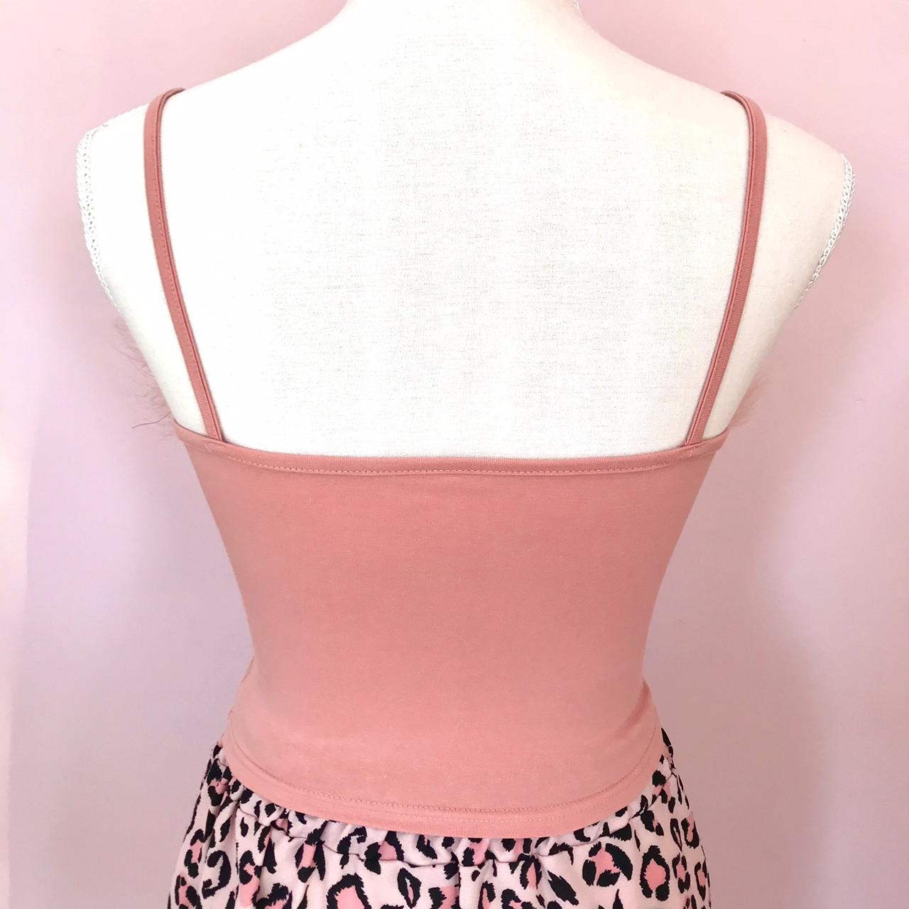 Brand new pink singlet style top with fluffy trim.... - Depop