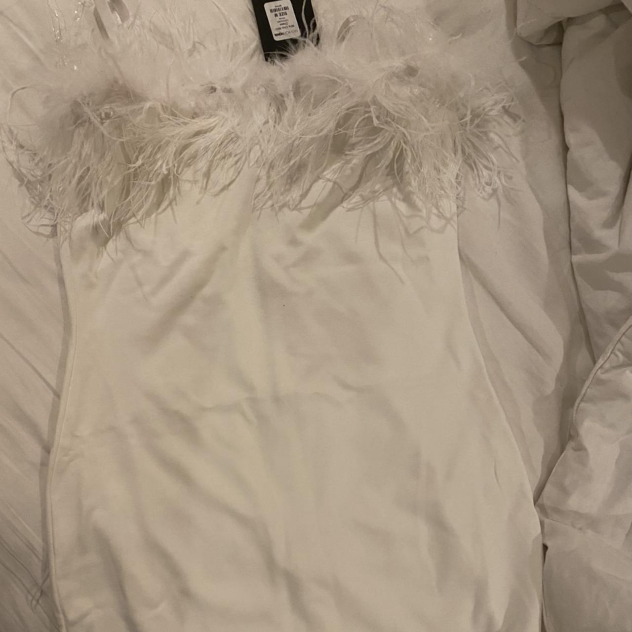 fashion nova white fur dress - Depop