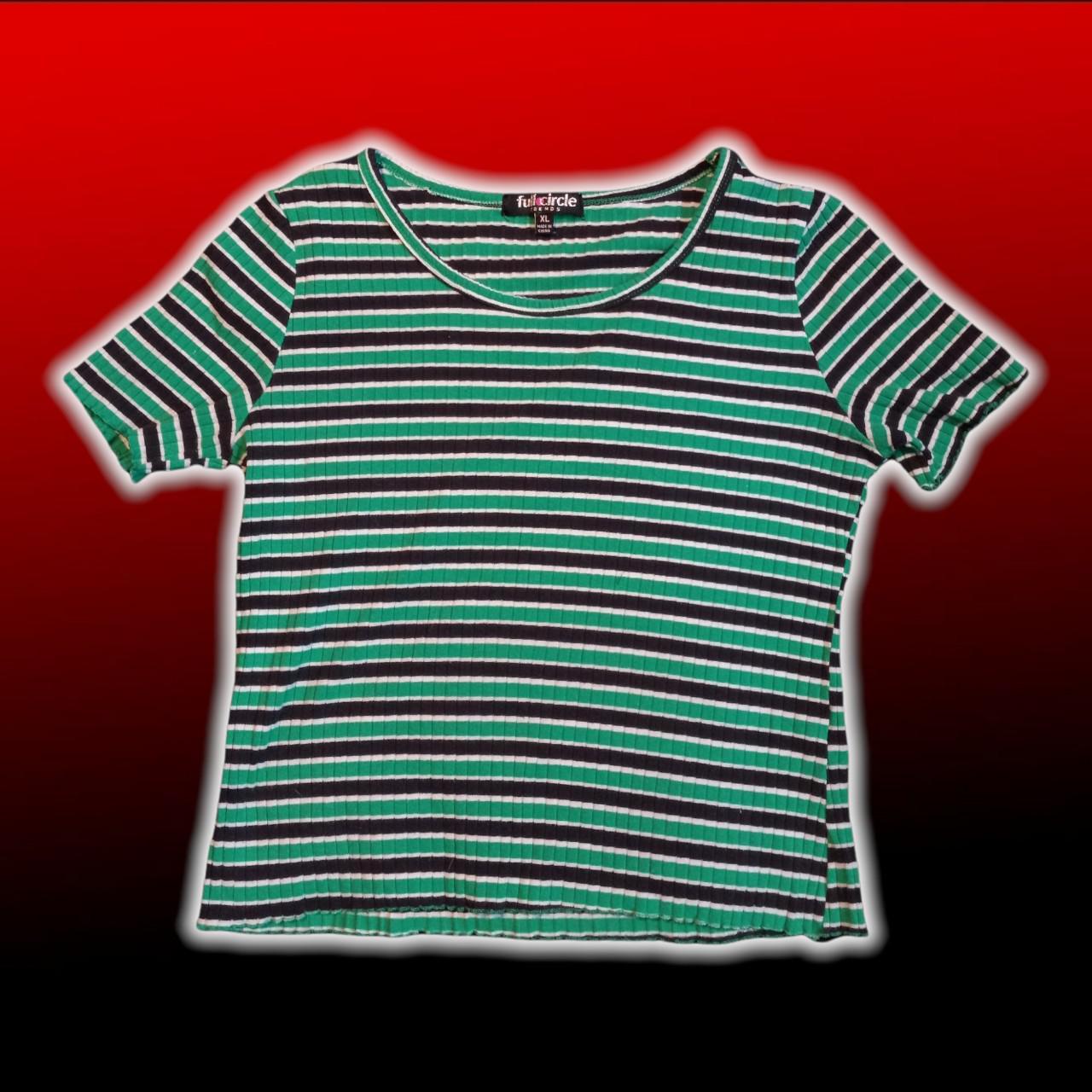 🖤 Green Black White Striped Top 🖤 🖤 Size Xl But Fits Depop