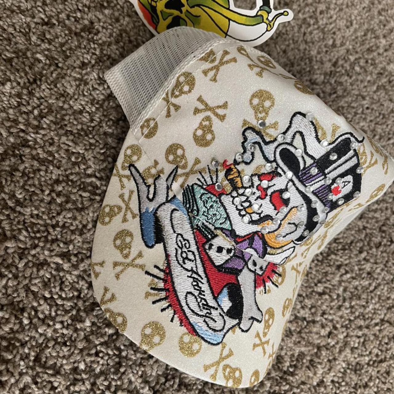 White smoking skull Ed Hardy mesh cap Brand New - Depop