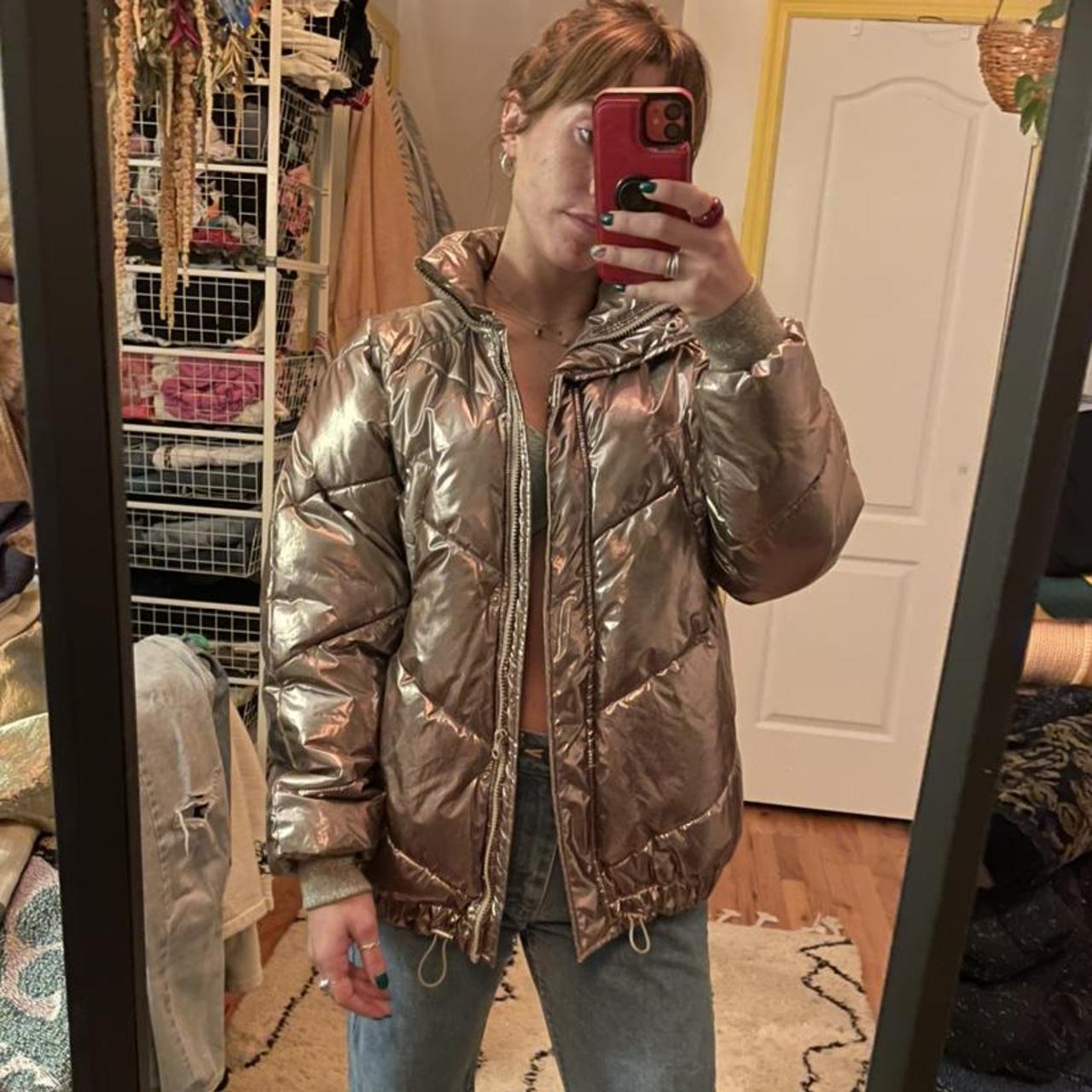 Great metallic gold puffer coat. Purchased from H&M... - Depop