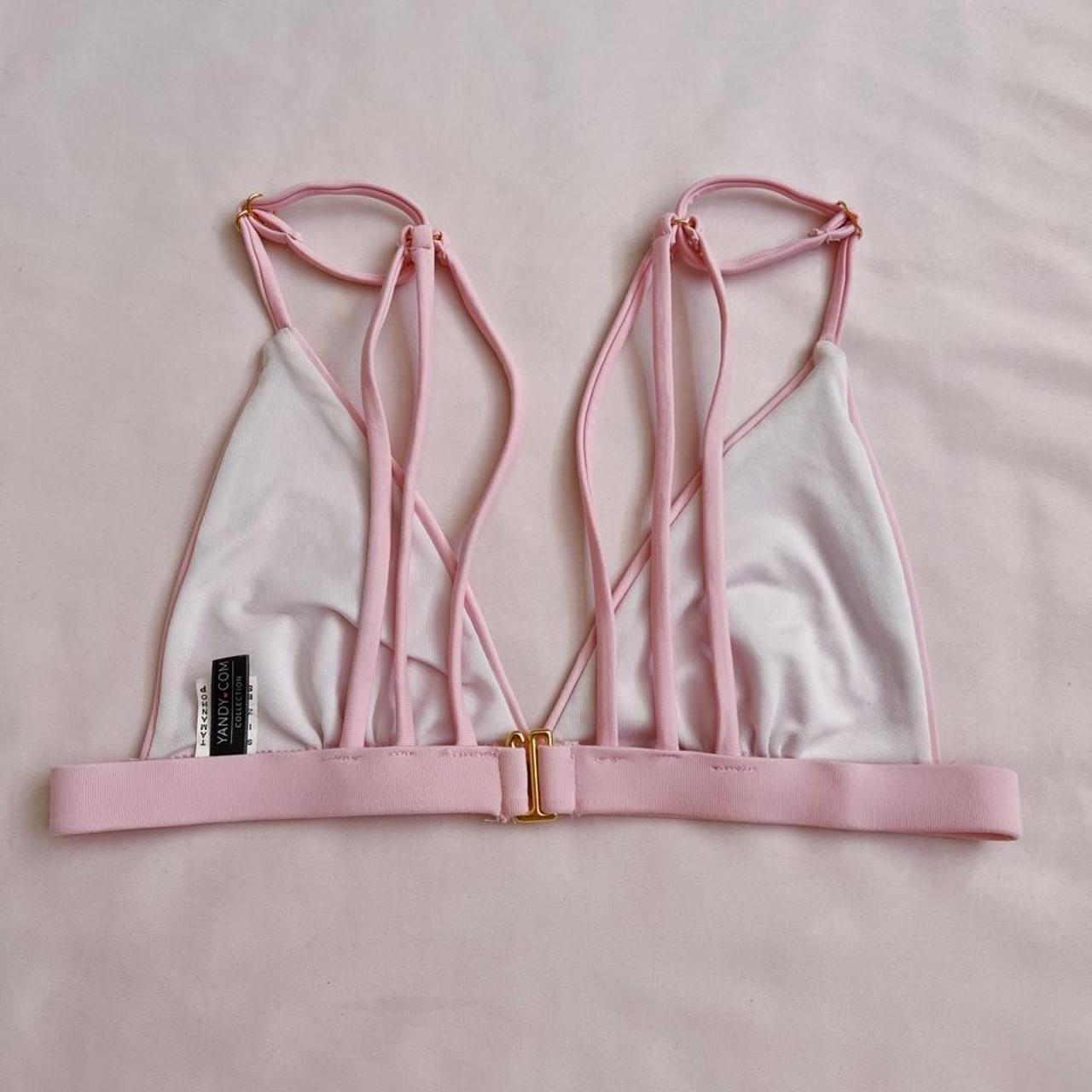 yandy collection light pink bikini top. it has slots... - Depop