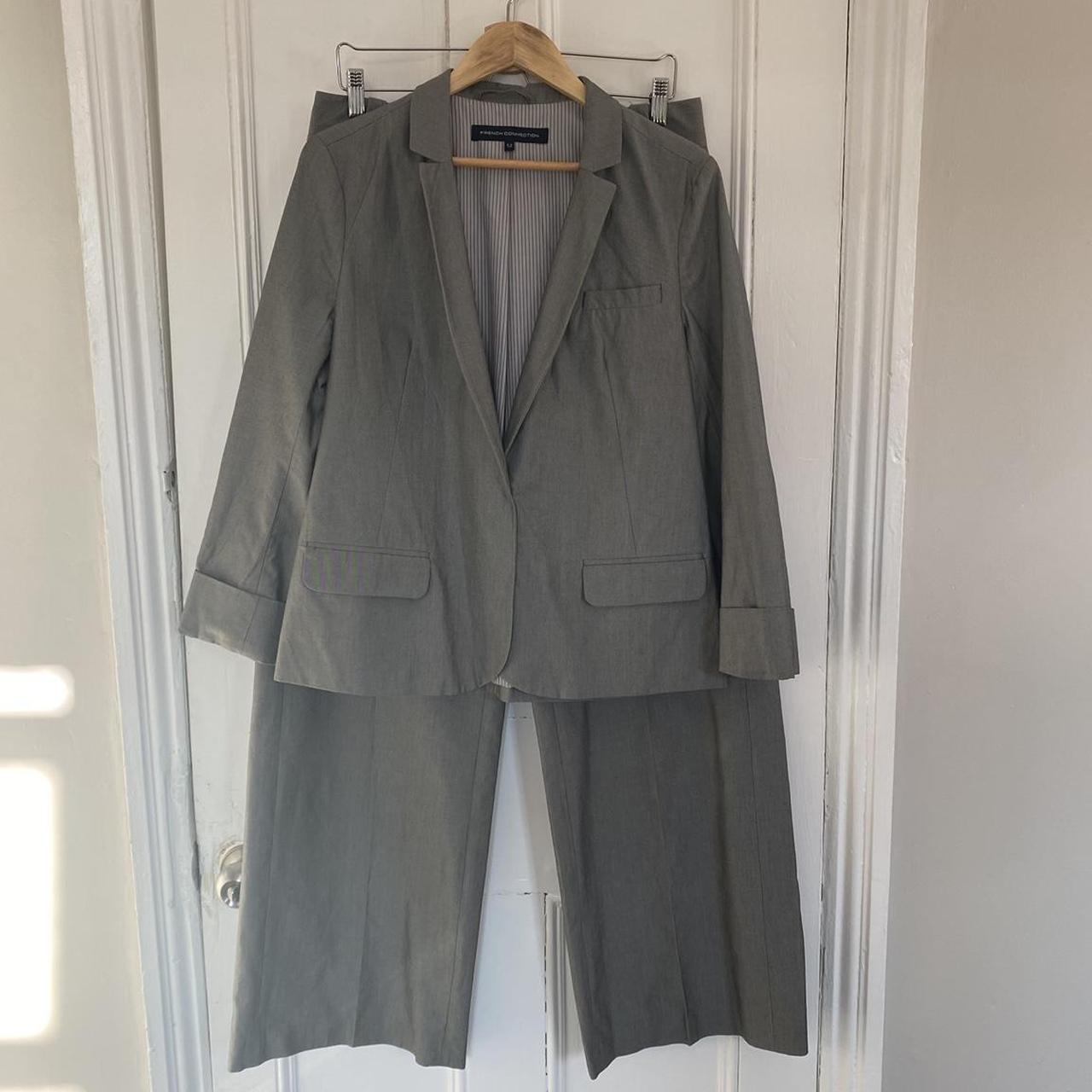 Women’s French Connection Grey Wide Leg Suit, in... - Depop