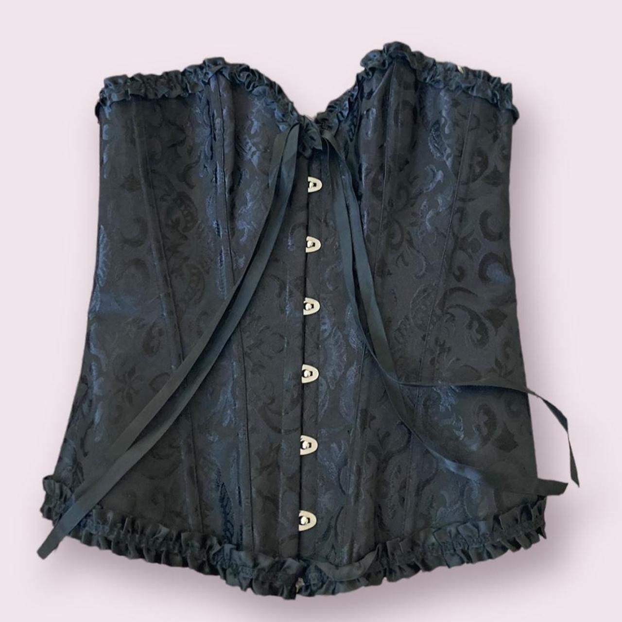 corset - black 🖤 🎼 black ribbons & lace up eyelets... - Depop