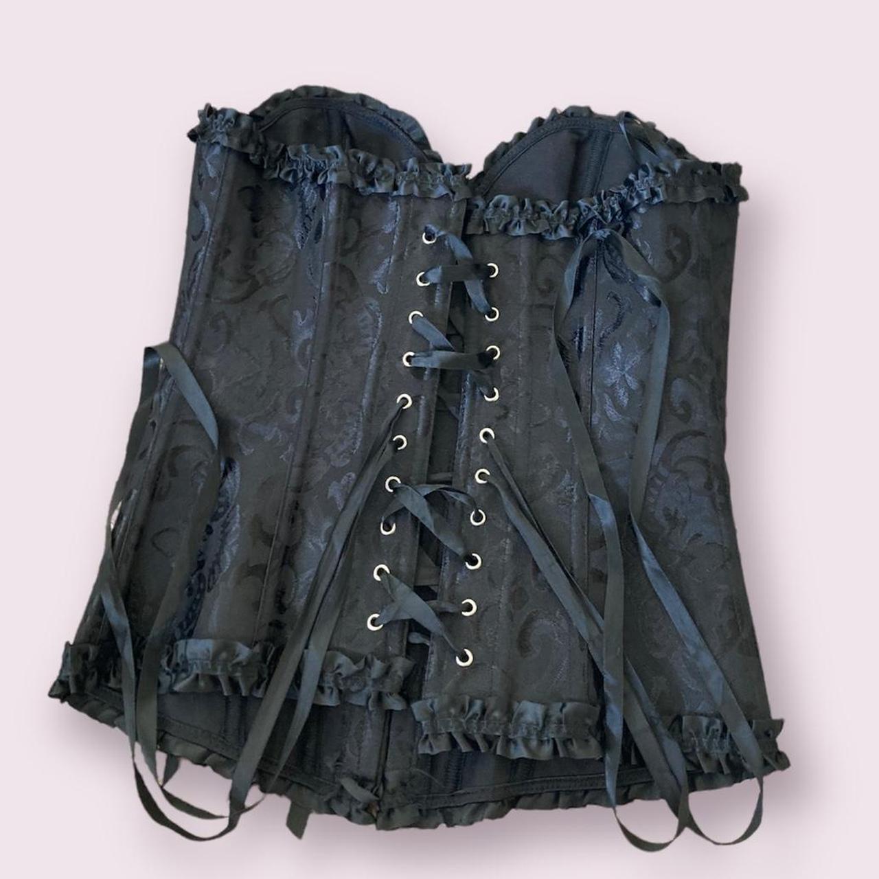 corset - black 🖤 🎼 black ribbons & lace up eyelets... - Depop