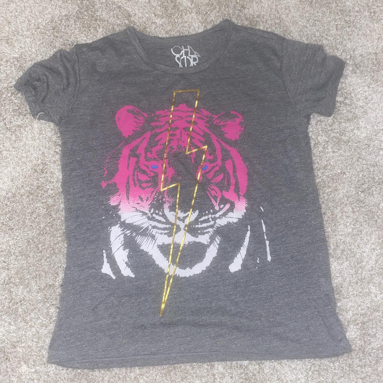 soca women’s preppy tiger lightning bolt pink white... - Depop