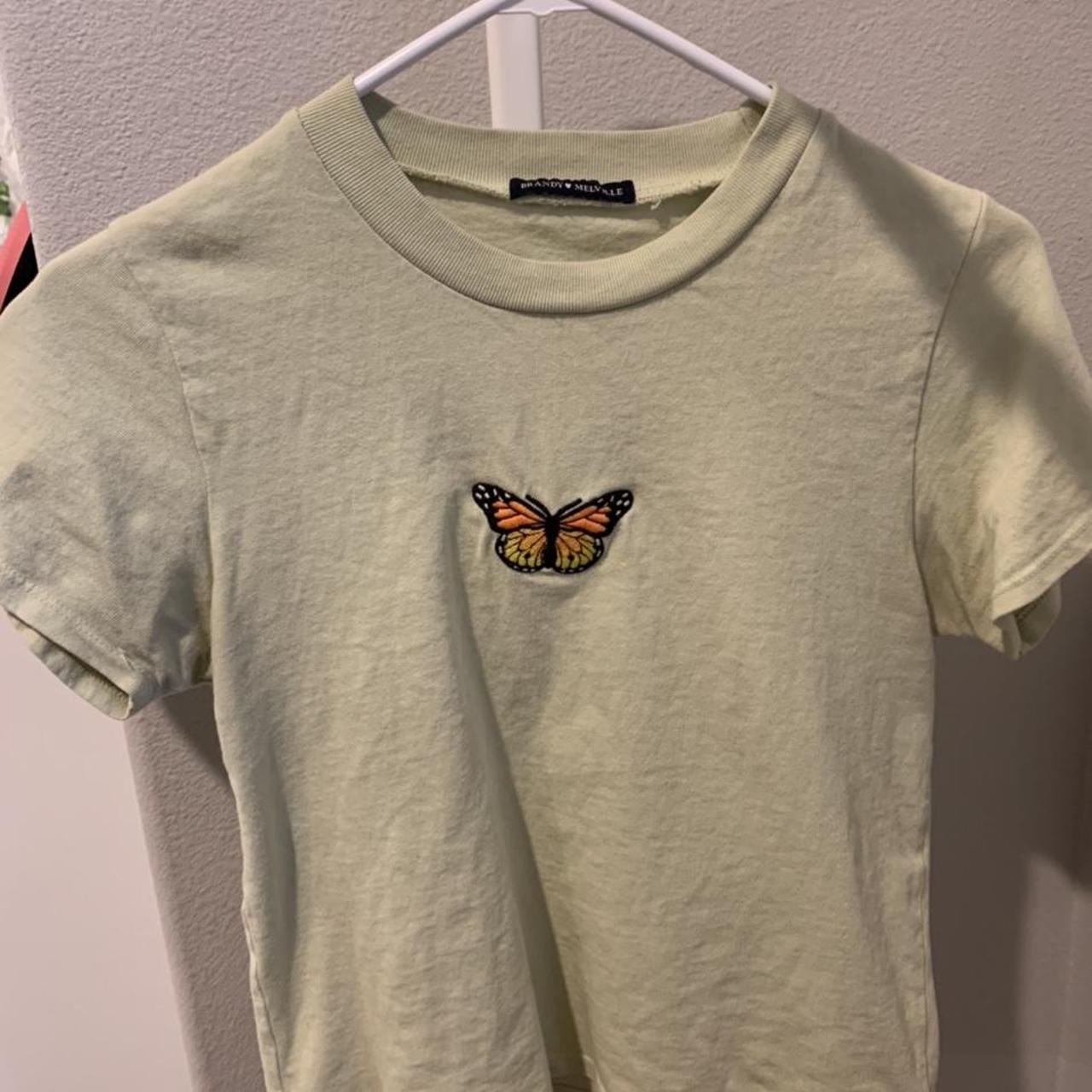green butterfly brandy melville shirt so so cute... - Depop