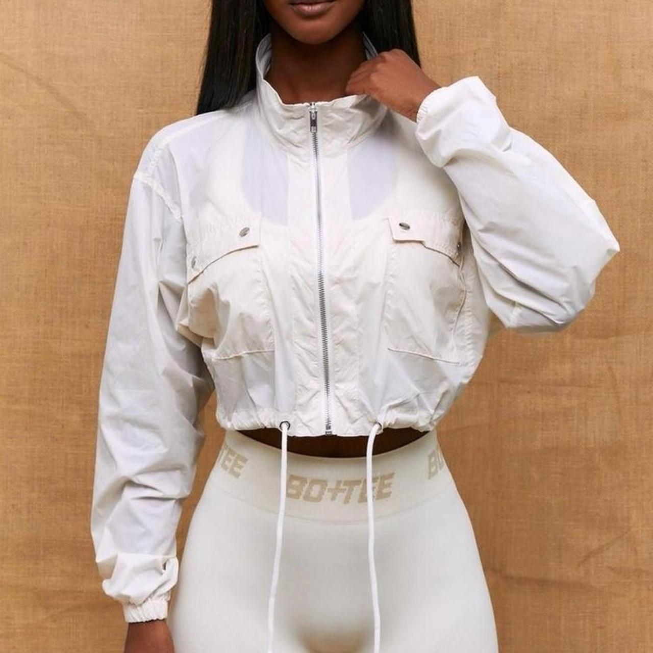 Bo+Tee inner strength cropped windbreaker jacket in... - Depop