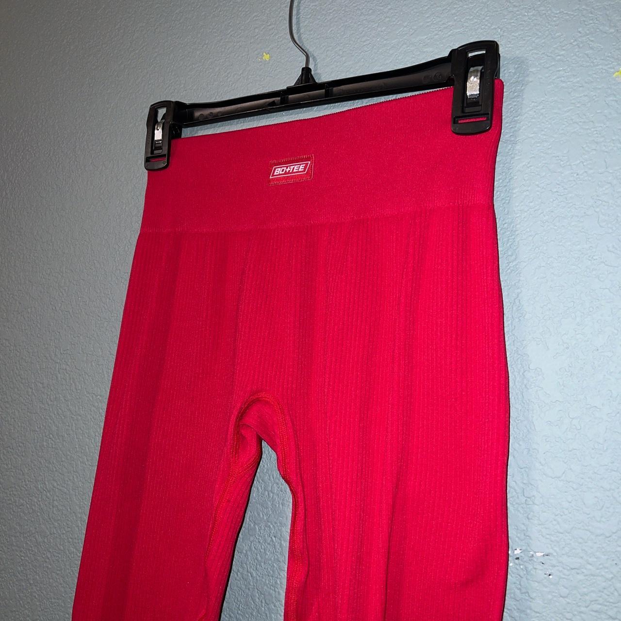 Stretchy Red Rutched Leggings Outline To Depop