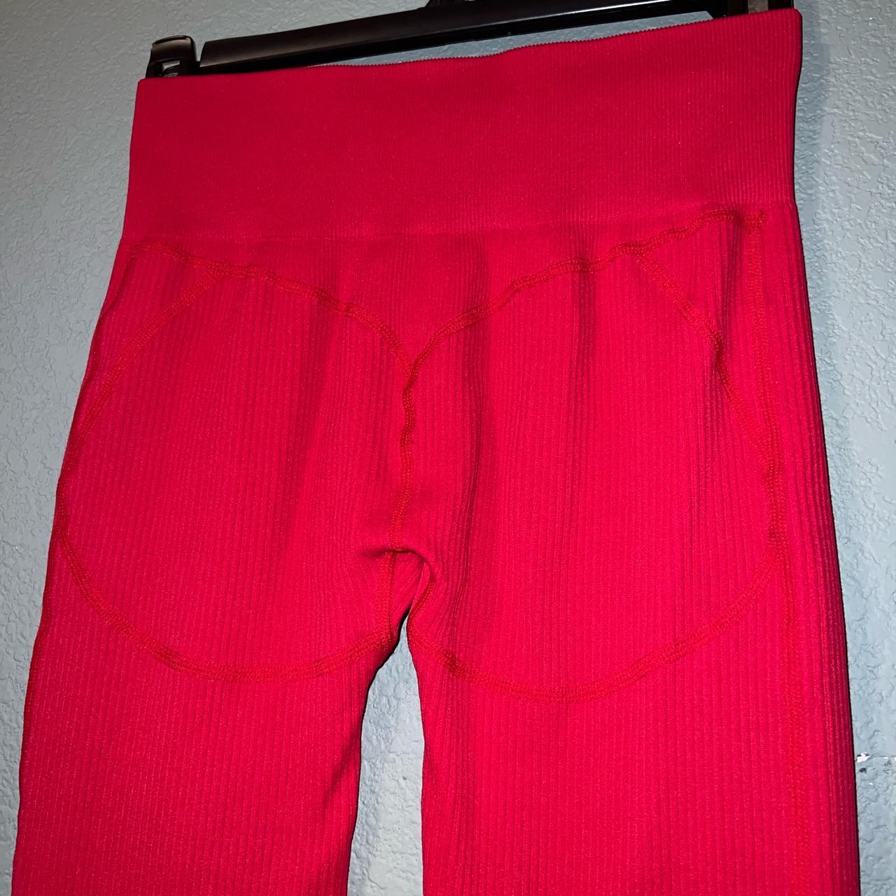 Stretchy Red Rutched Leggings Outline To Depop