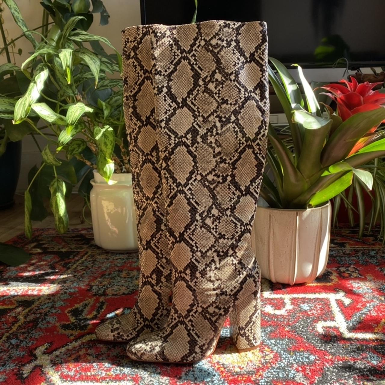 The loveliest python snake heeled long boots! ... - Depop