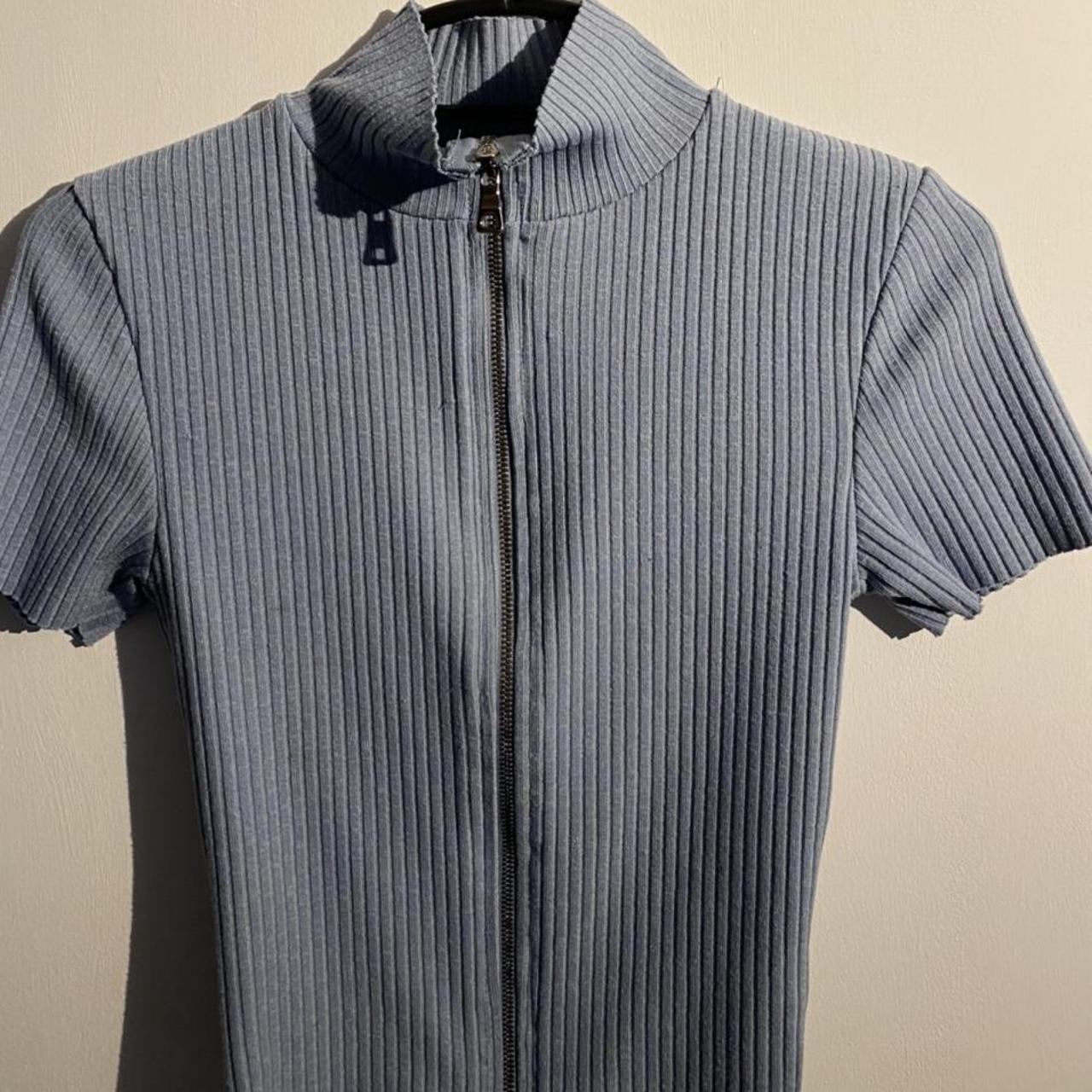 Baby blue zip up topshop top I love this too as you... - Depop
