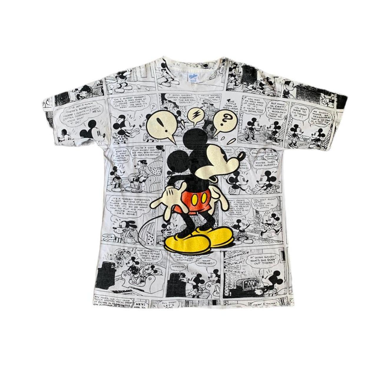 Vintage AOP Mickey Mouse Tee Size Large 21 x 29... - Depop