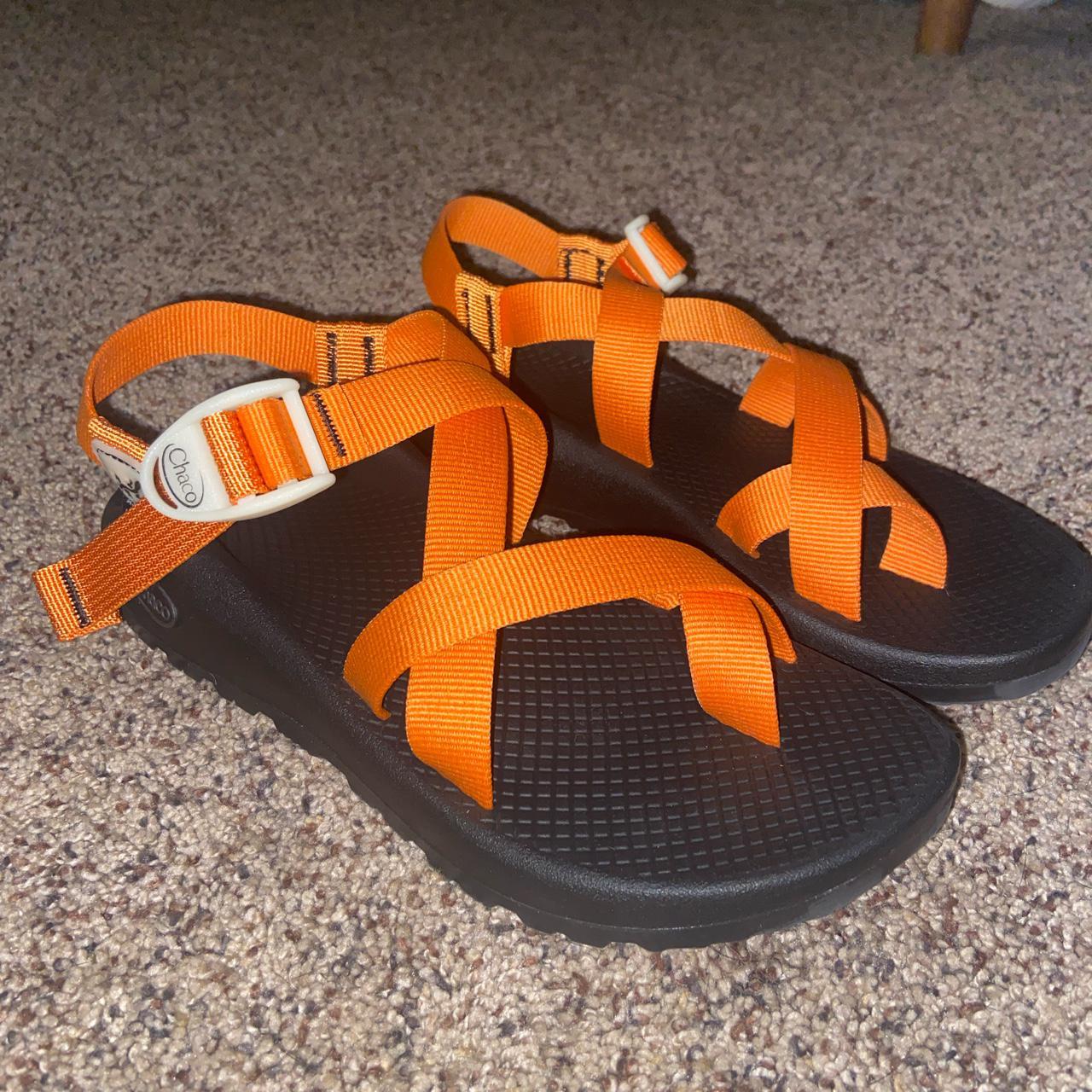 Chaco Women's Orange and Black Sandals | Depop