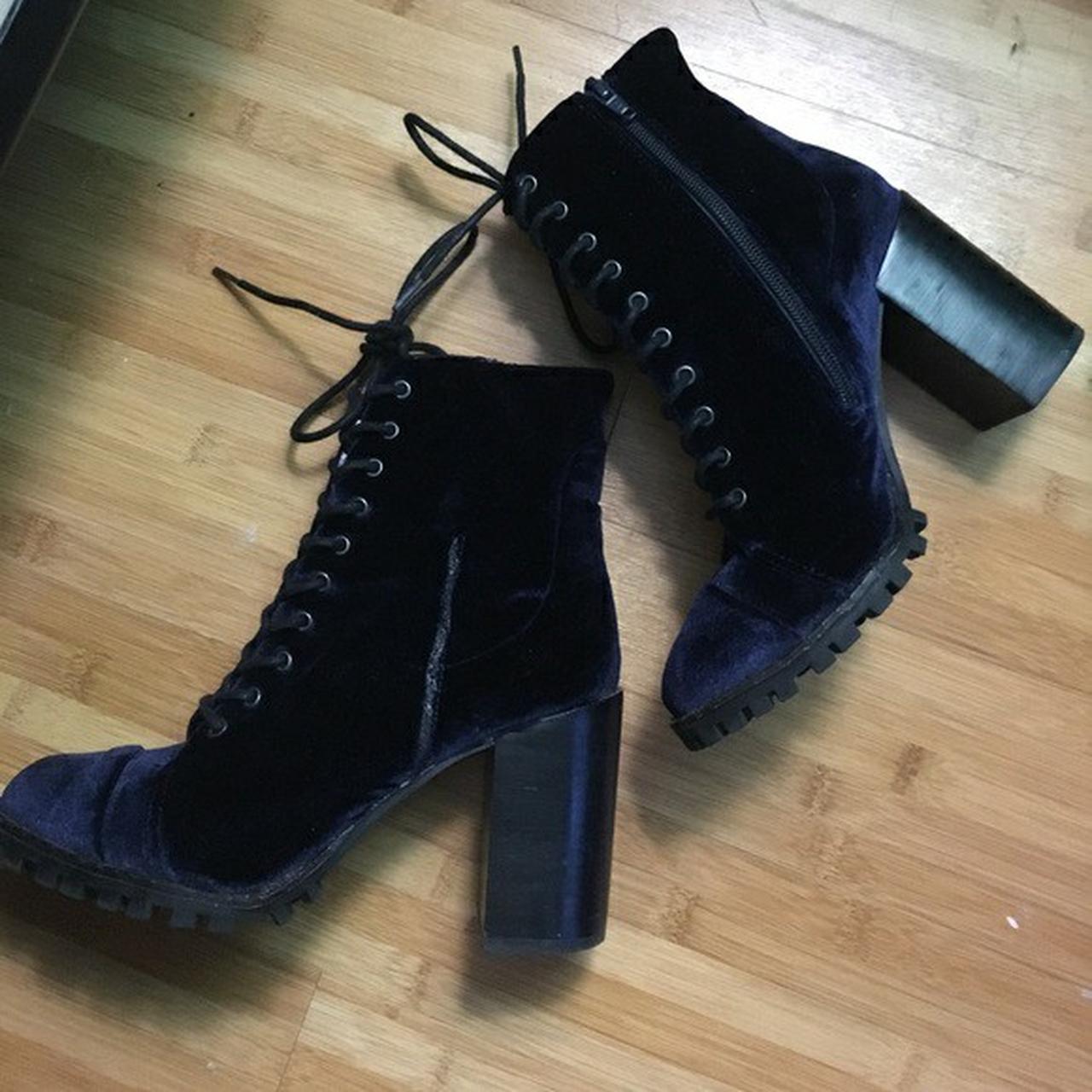 Report Signature Blue Velvet boots size 8 #fall... - Depop