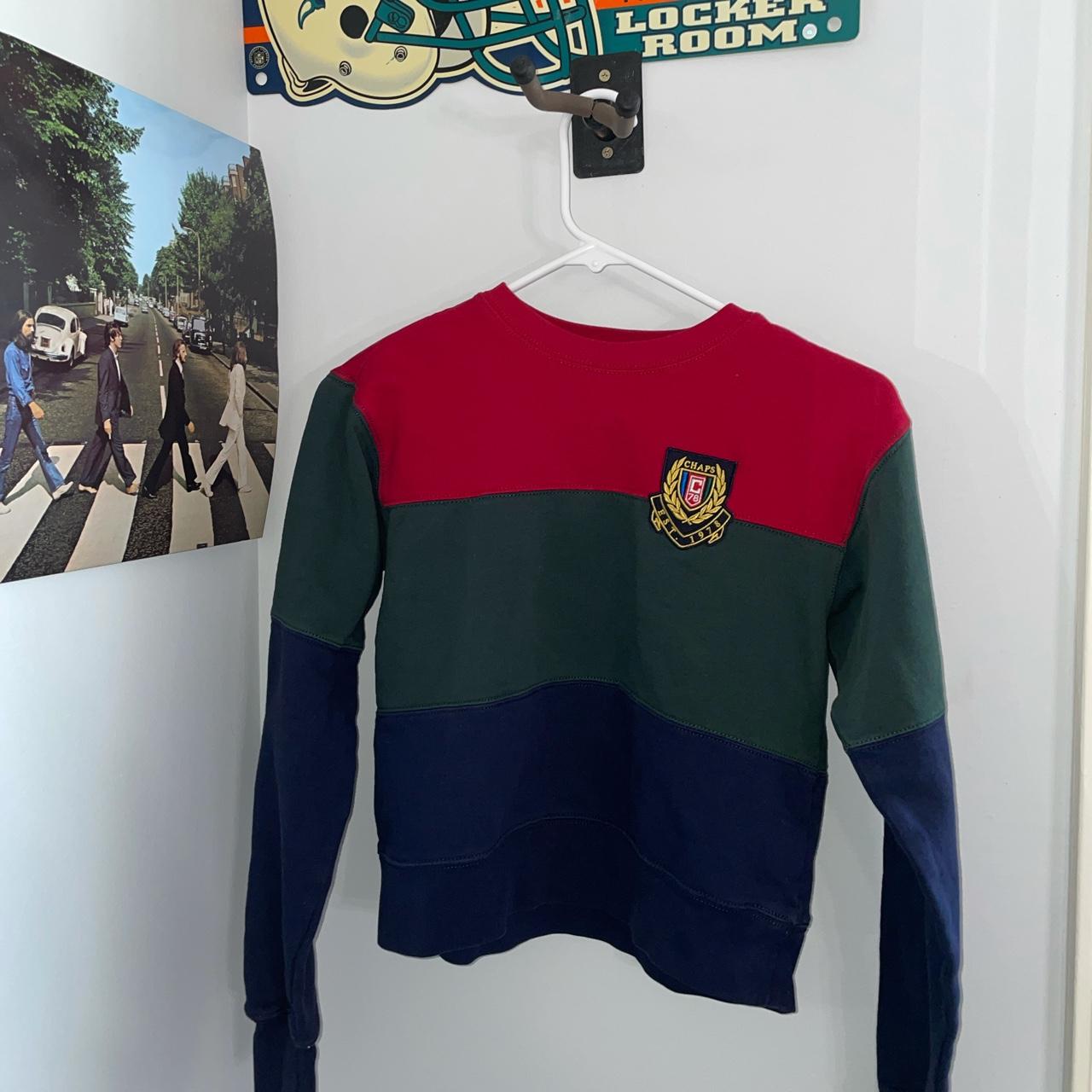 red green and blue chaps crew neck. size xs. perf... - Depop