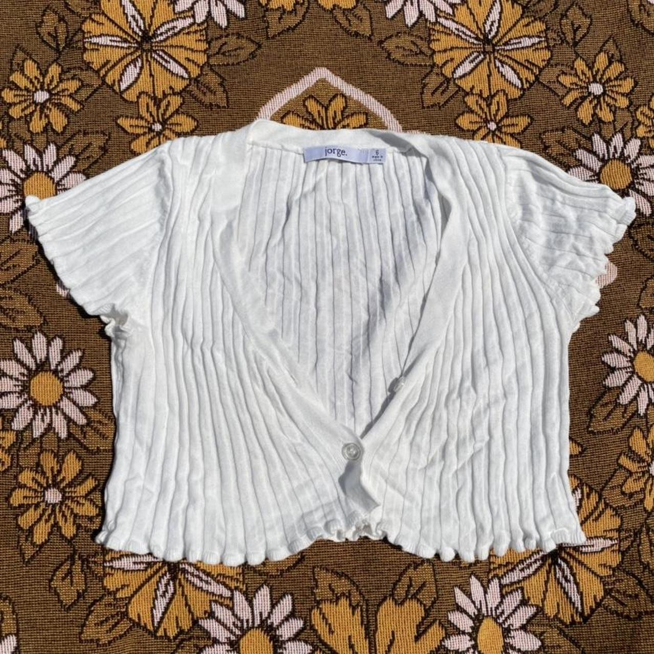 Cute ruffle-style crop top. Great condition, worn a... - Depop