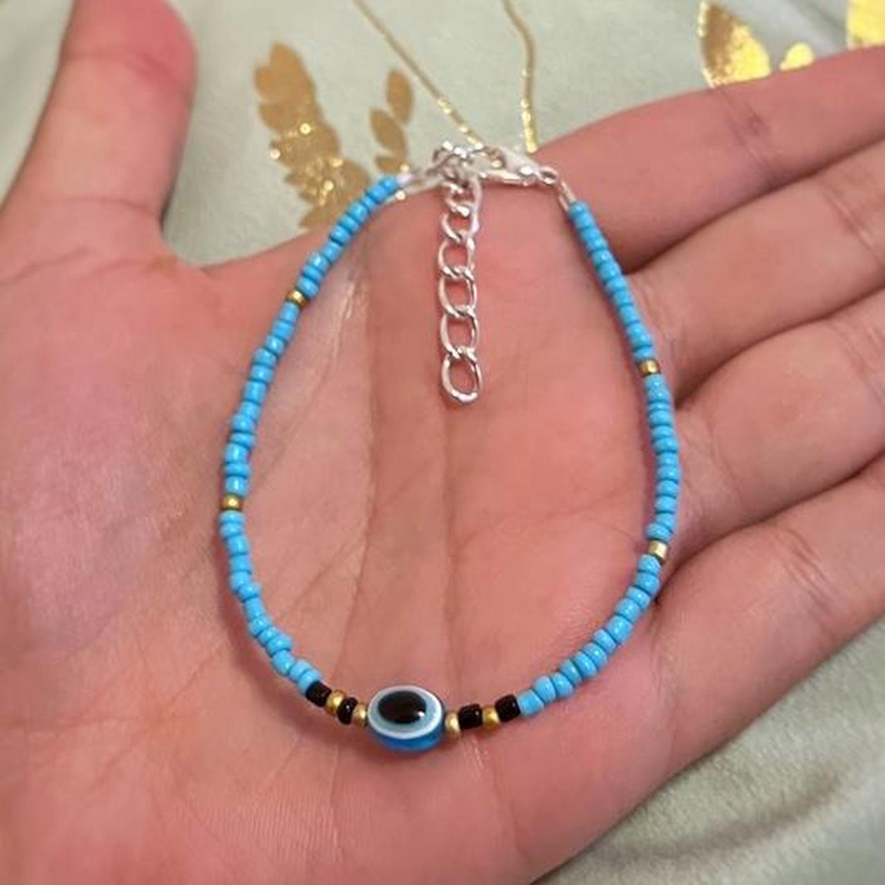 Beautiful blue beaded lucky evil eye... - Depop