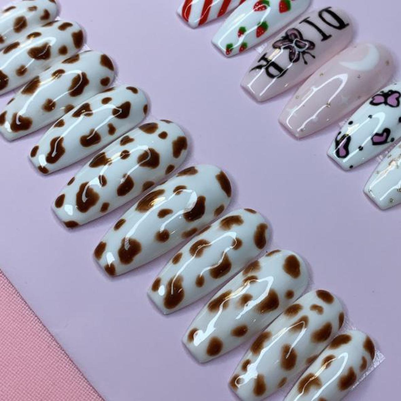 Nails Inc. White and Black Nails | Depop