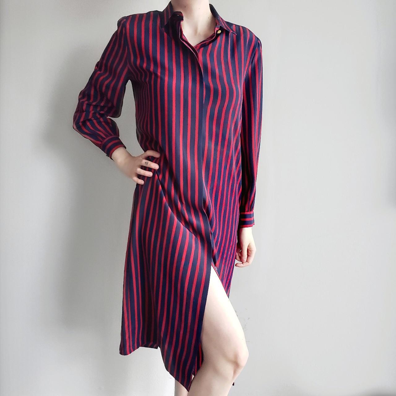 Classy vintage 80's midi shirtdress with red and... - Depop