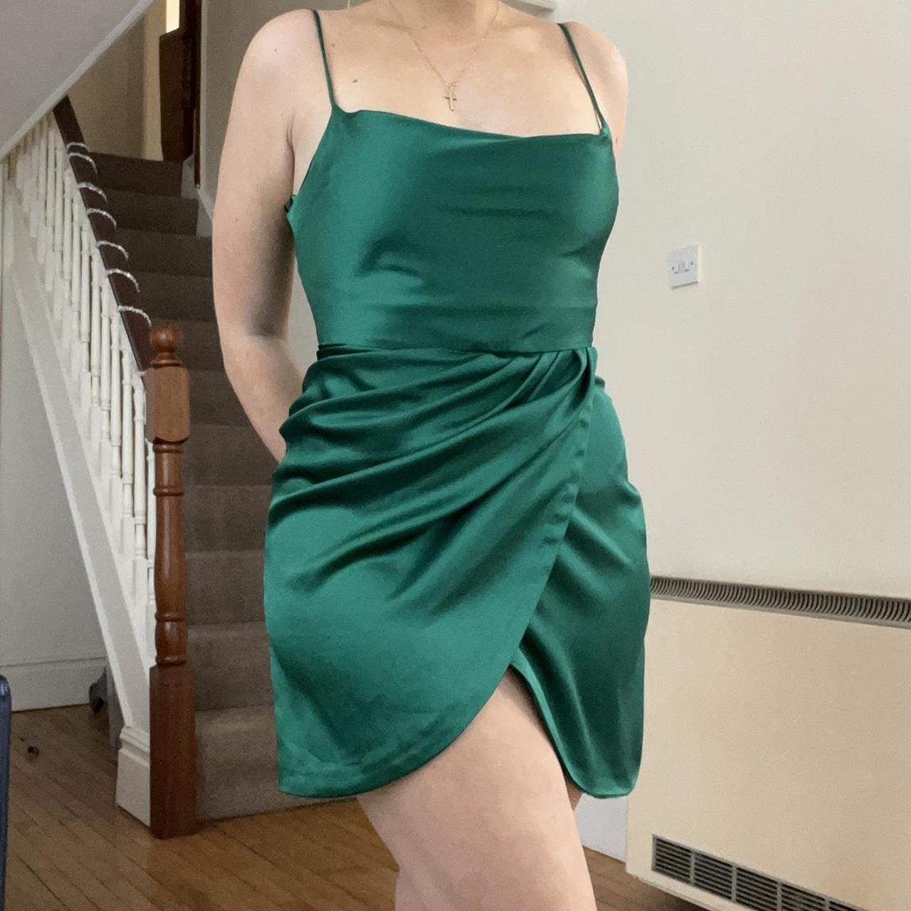 Zara Emerald Green Satin Dress So Flattering And Depop