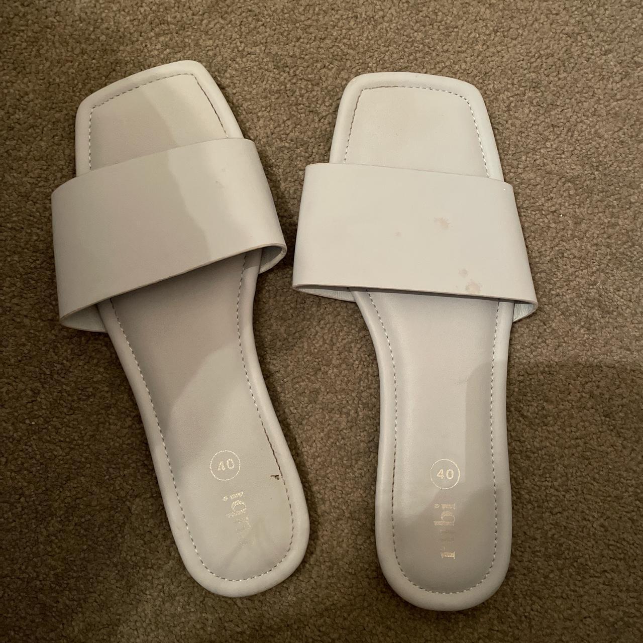 Cotton on rubi shoes square toe flat sandles/ slides... - Depop Cotton on rubi shoes square toe flat sandles/ slides... - Depop