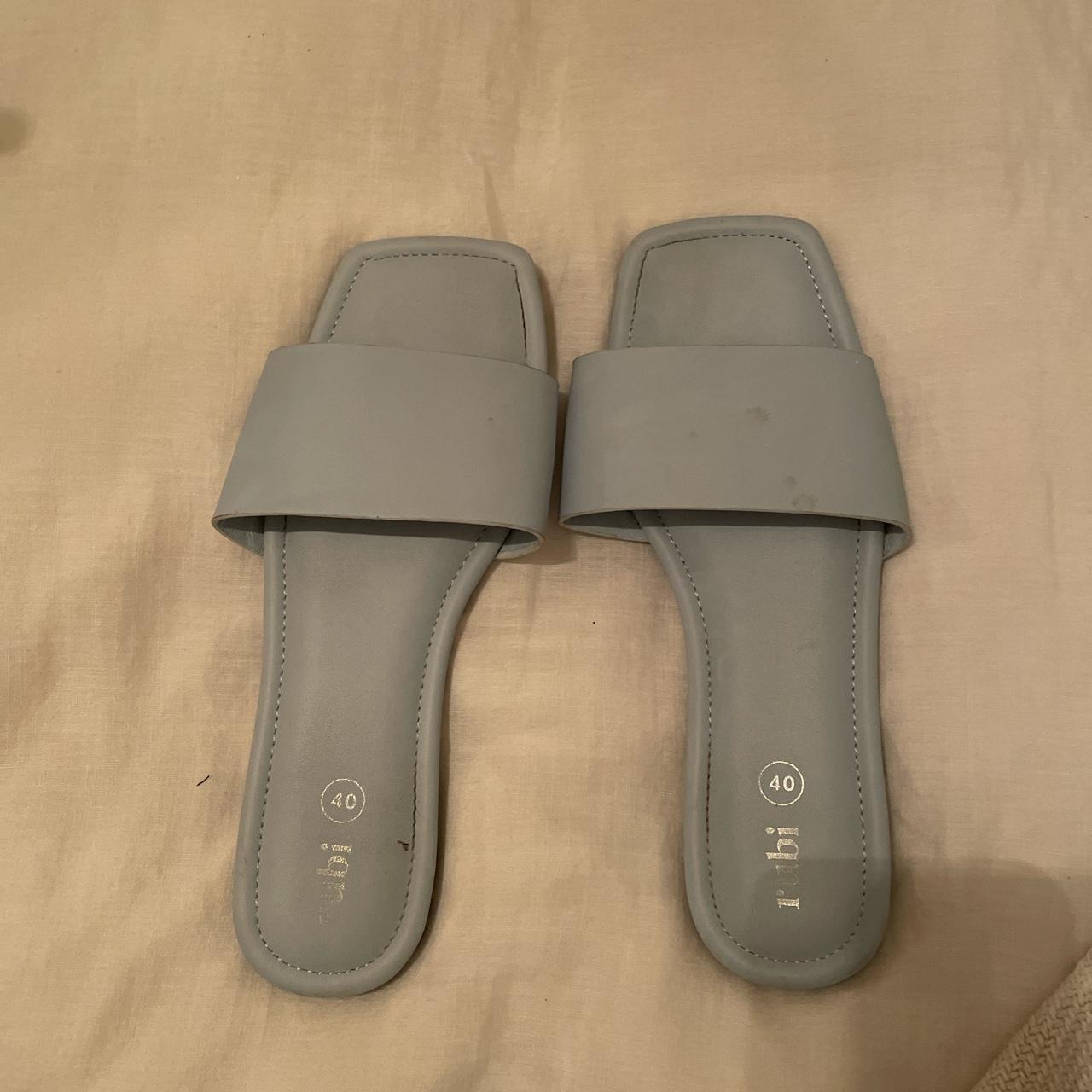 Cotton on rubi shoes square toe flat sandles/ slides... - Depop